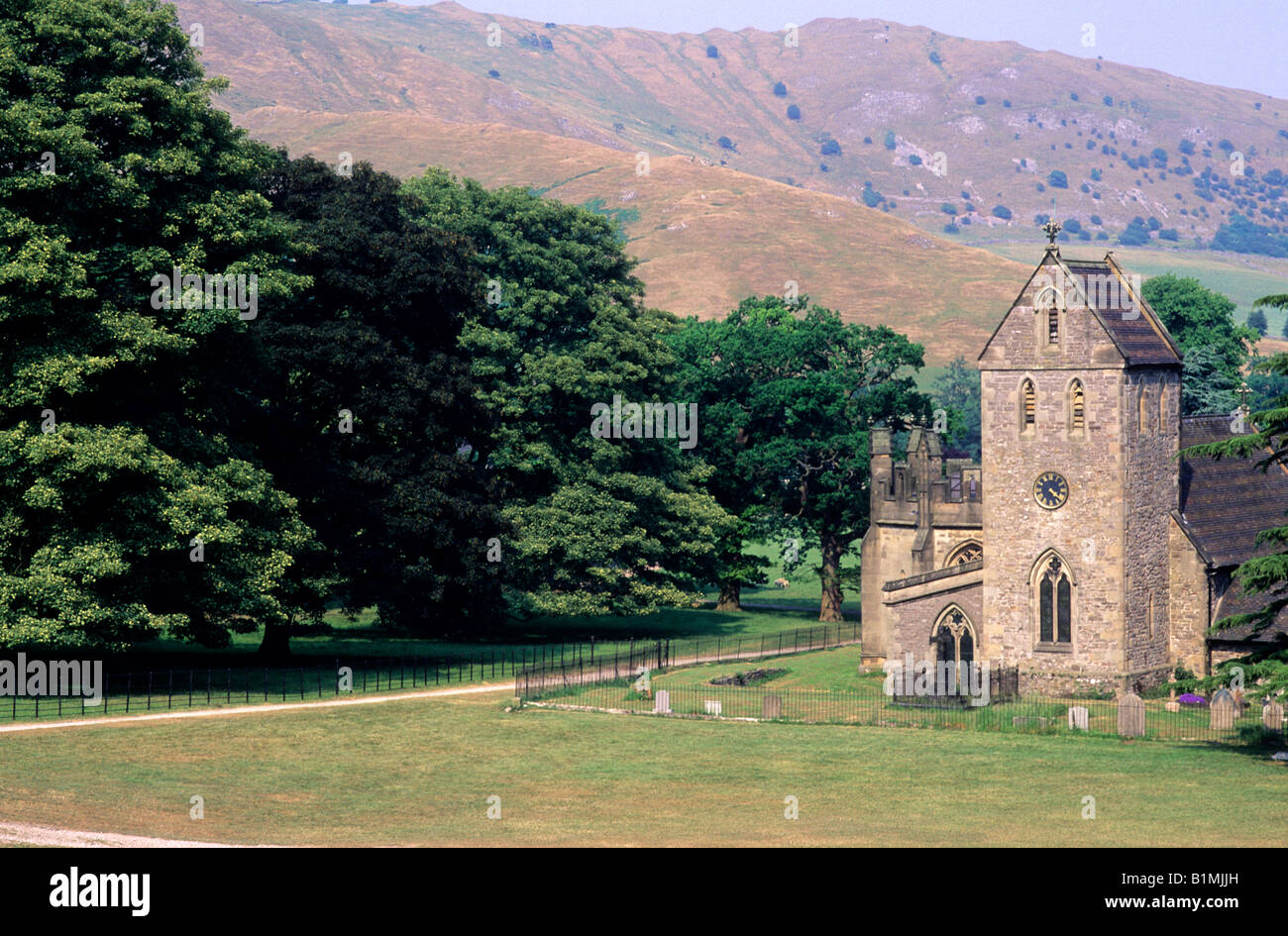 ILAM village St Bernards Church Ilam Park Peak District Derbyshire ...