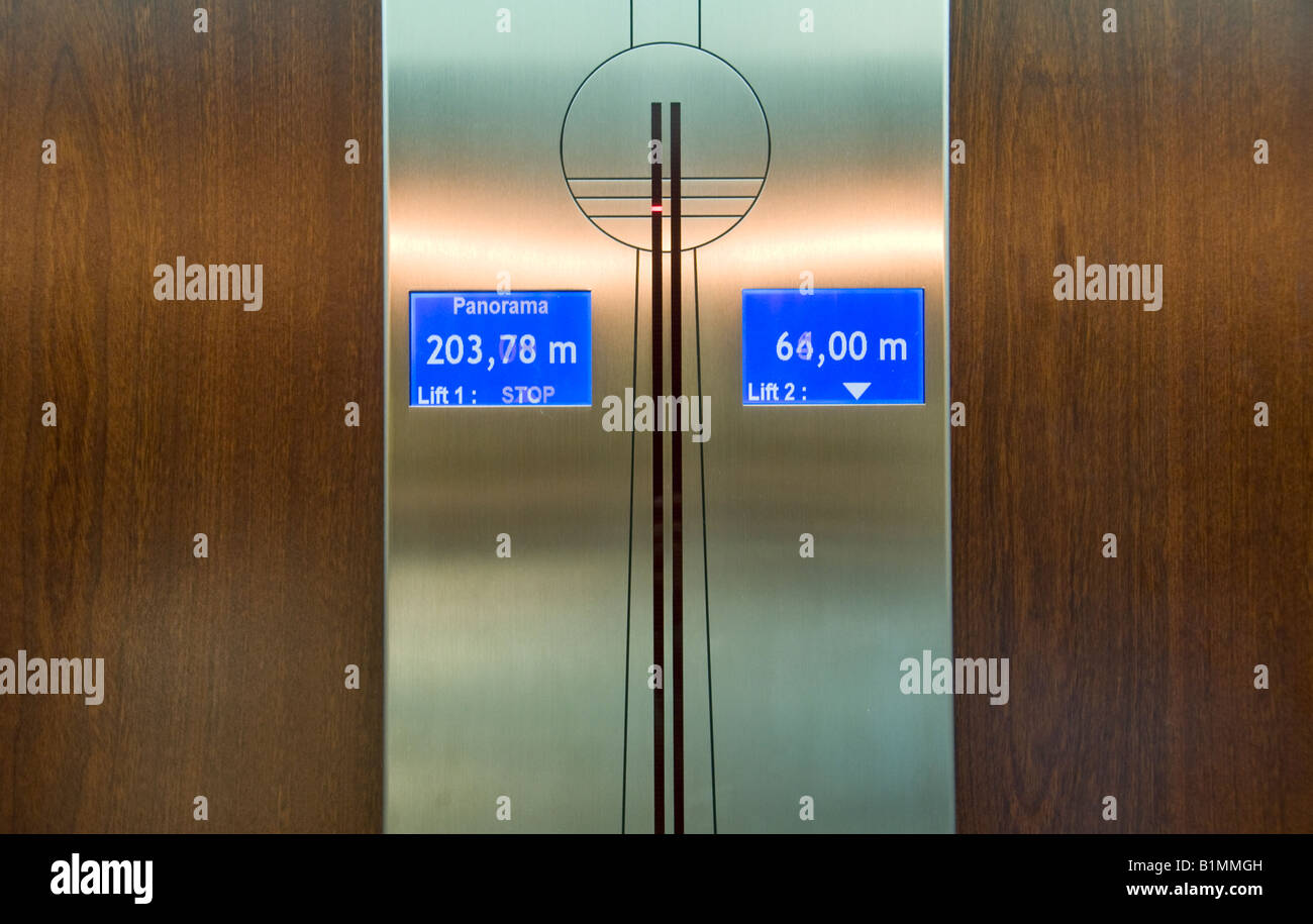 Elevator chart inside the Fernsehturm communication antenna tower in ...