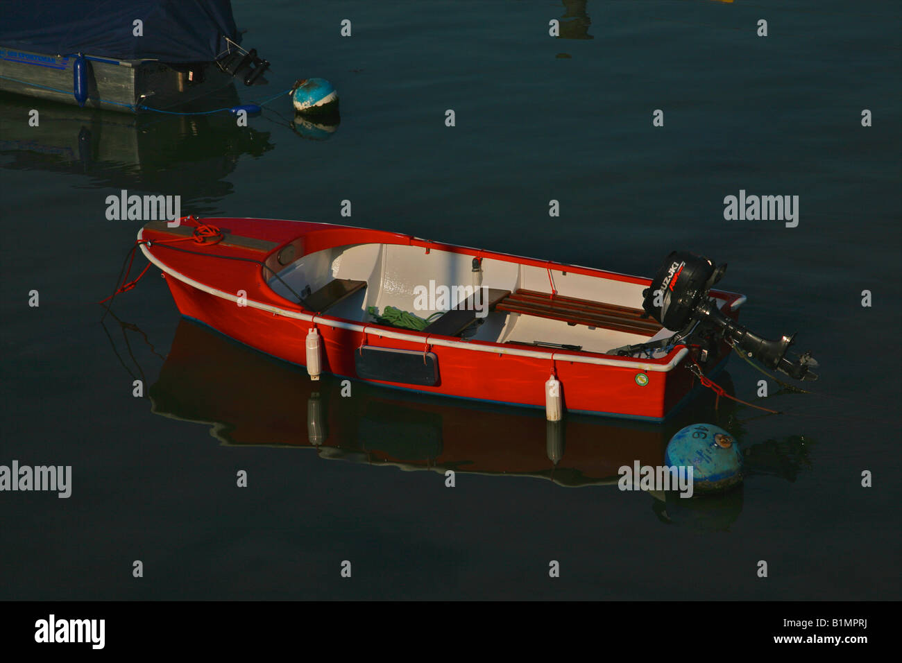 Red Boat on River Dart Stock Photo - Alamy