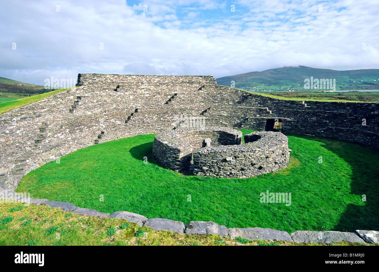 Cahergall prehistoric Celtic circular dry stone wall fort near ...