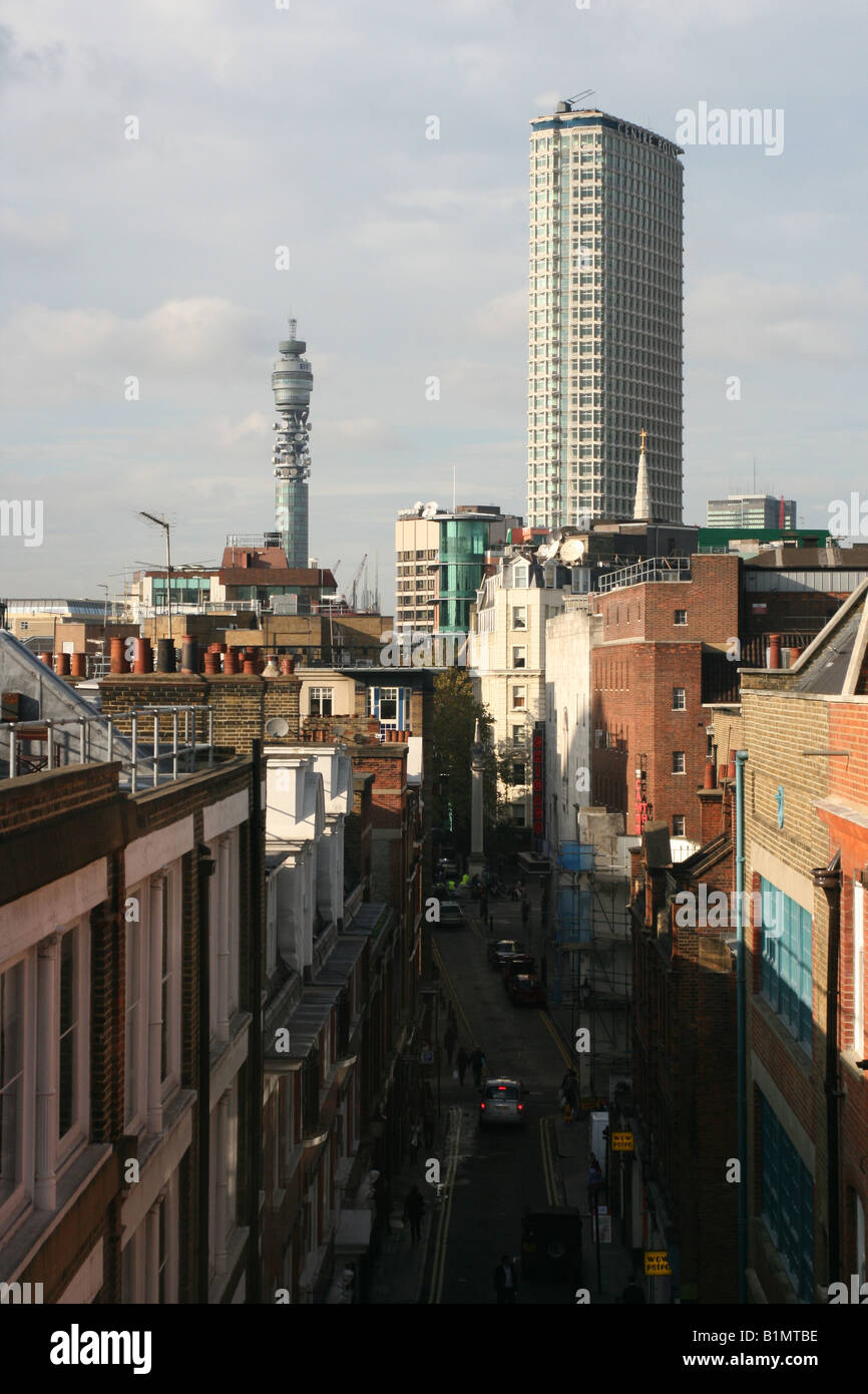 Rooftop view of the West End, towards Centre Point and the BT Tower ...