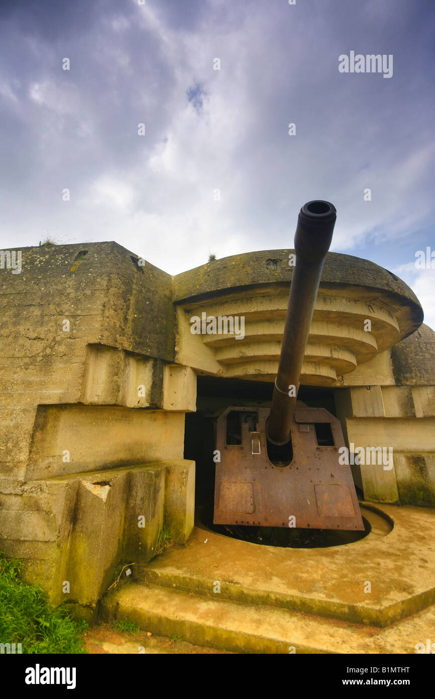 Normandy, France. German Naval Gun at the Longues sur mer costal ...