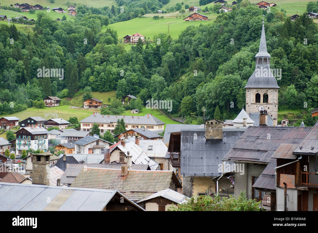 the town of beaufort in savoie france Stock Photo - Alamy