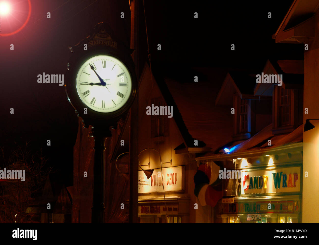 street scene with clock Stock Photo - Alamy