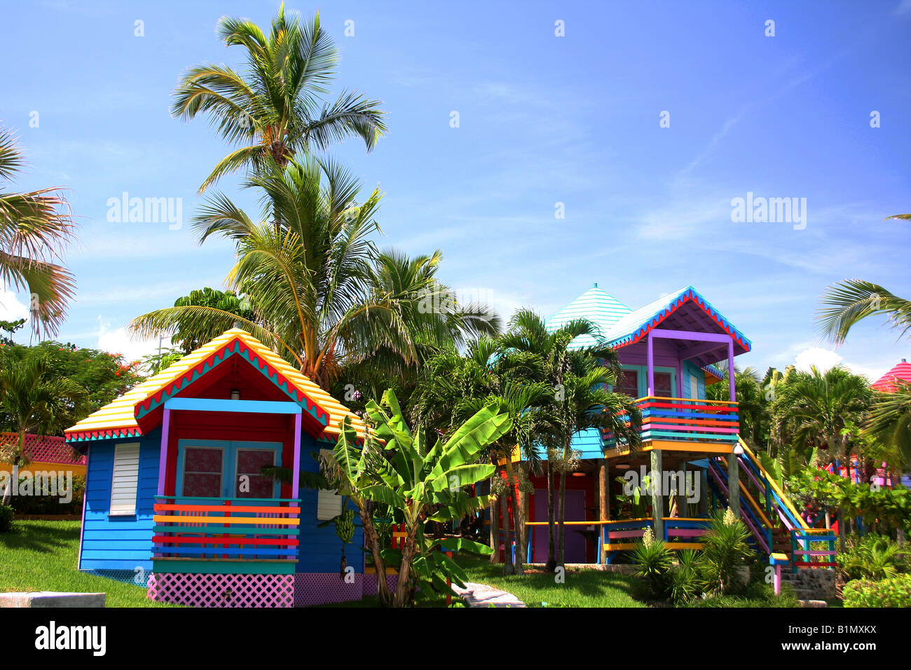 Colorful houses in the Bahamas Stock Photo - Alamy