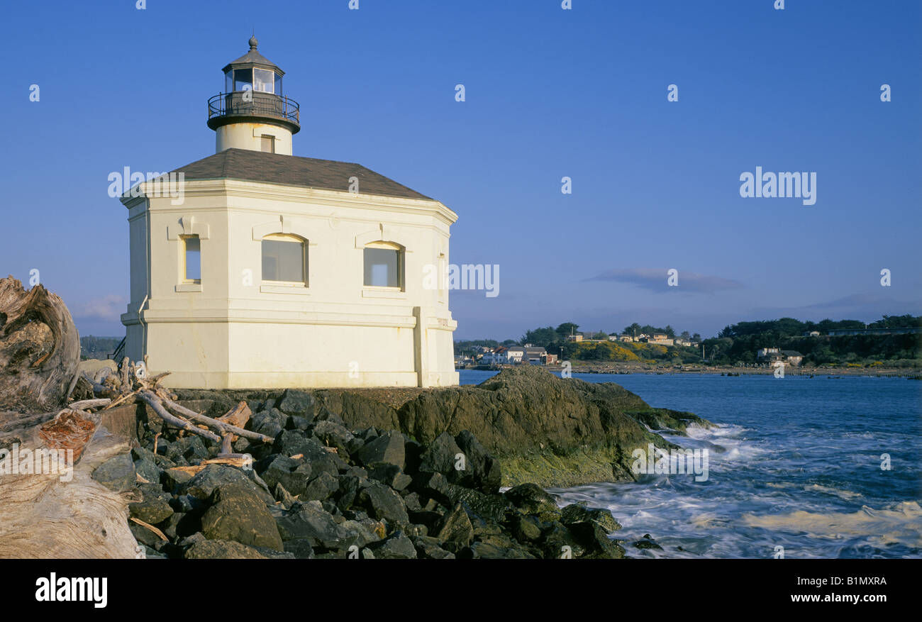 A view of the Coquille River Bandon Lighthouse near the city of Bandon ...