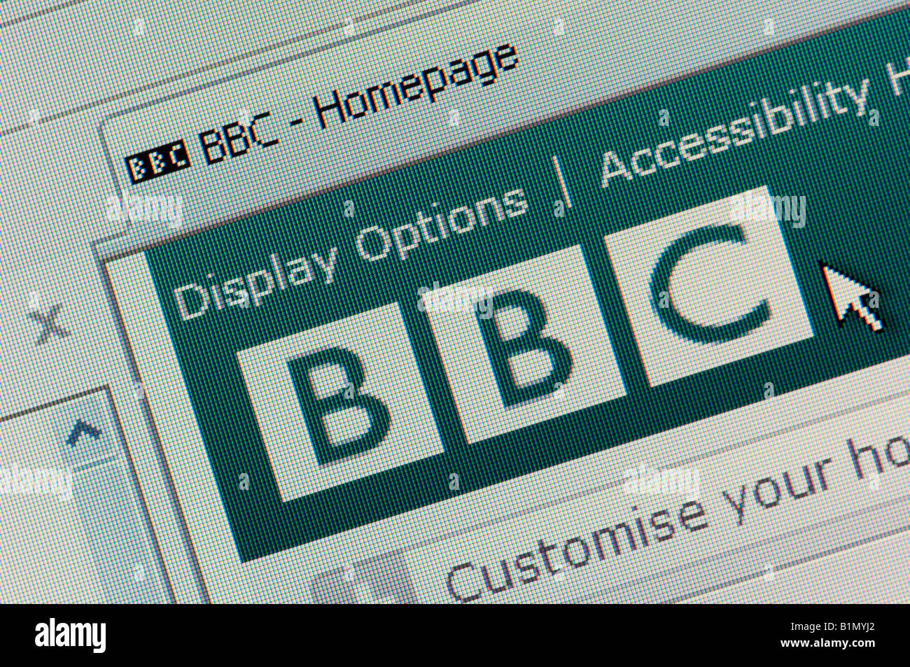 Macro screenshot of www.bbc.co.uk (Editorial use only Stock Photo - Alamy