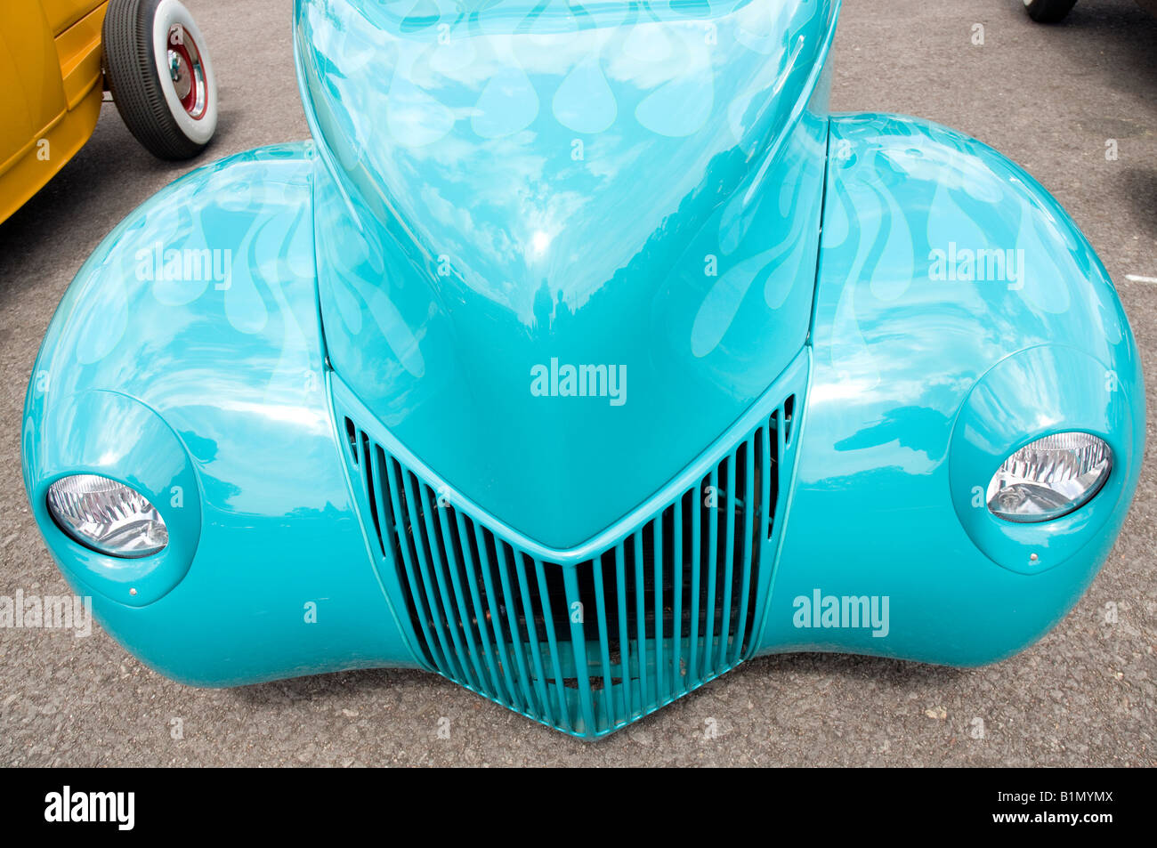 Wide angle view of front of custom ford sedan Stock Photo - Alamy