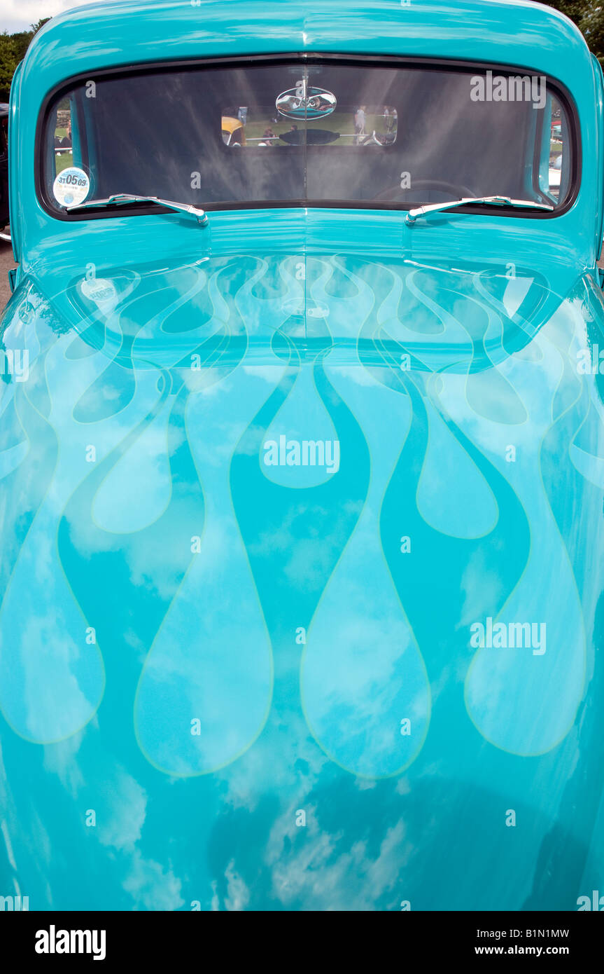 Wide angle view of front of custom ford sedan Stock Photo - Alamy