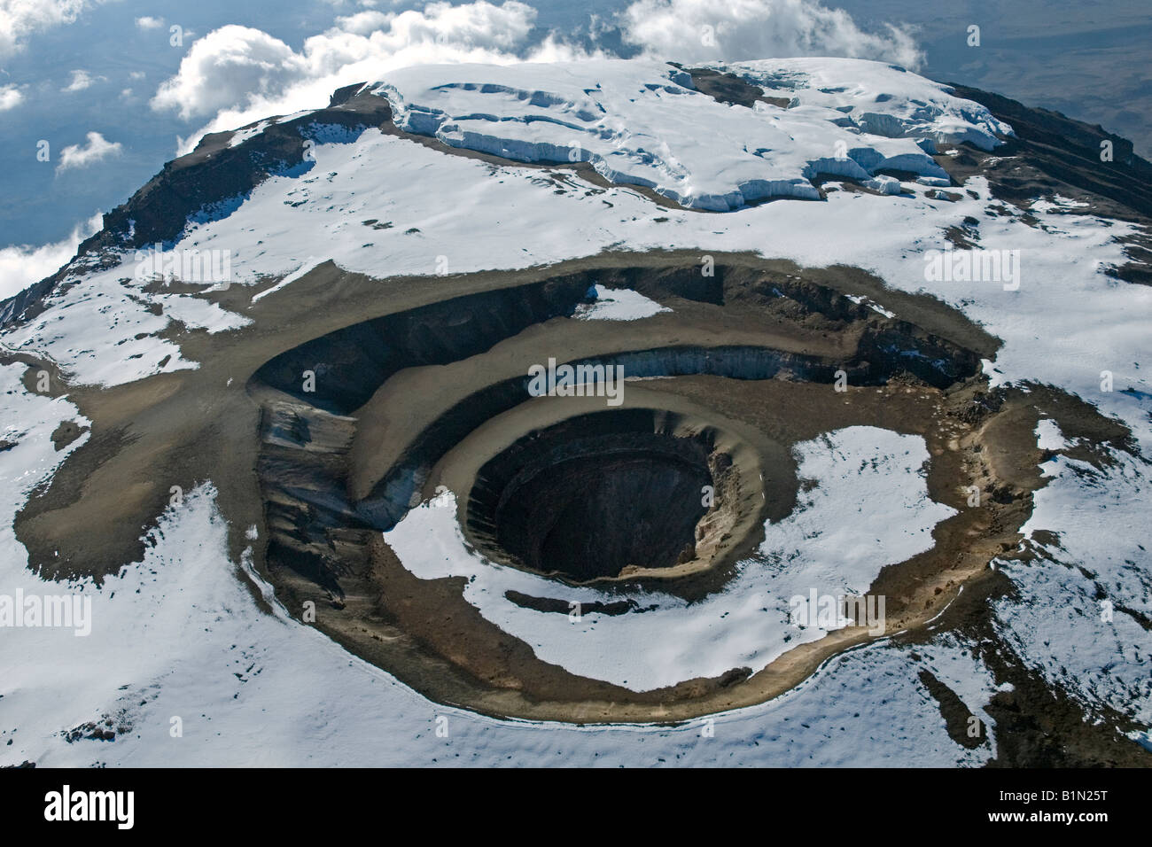 Aerial view of Kilimanjaro (19335 ft / 5895 m) Crater floor with Ash ...