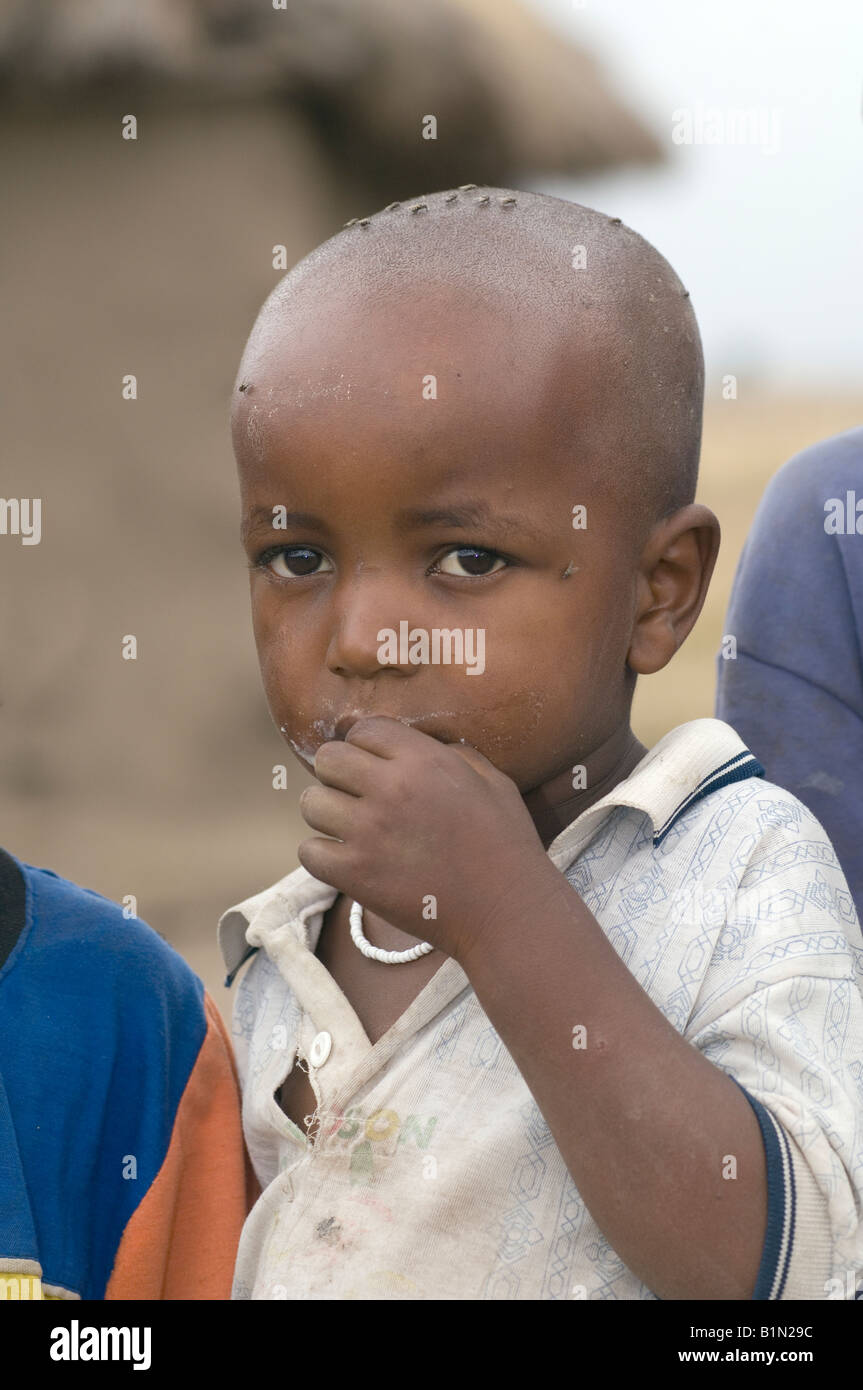 Little Maasai boy watching, Tanzania Stock Photo - Alamy