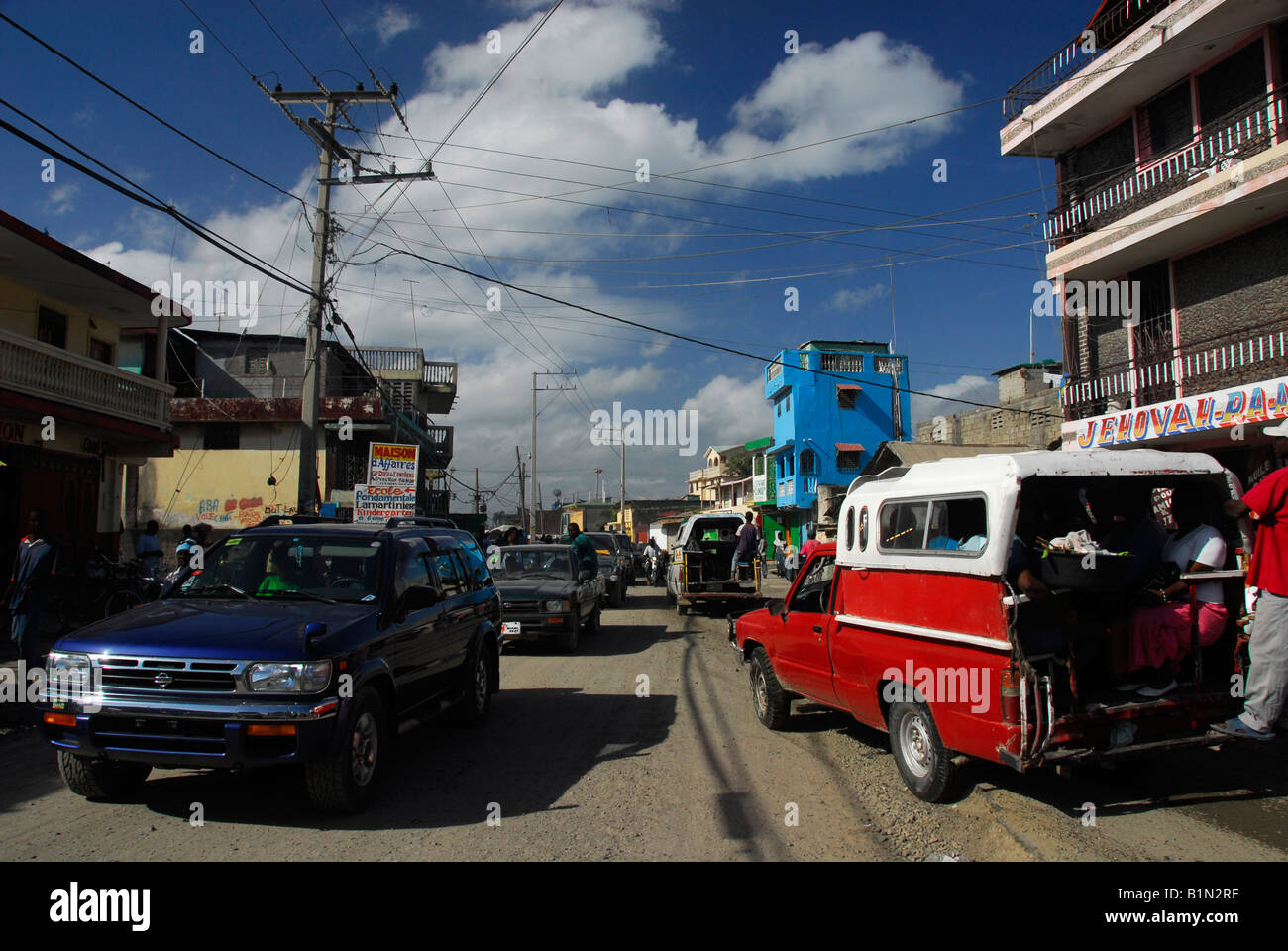 Street traffic on street of central Cap Haitien, Haiti Stock Photo - Alamy