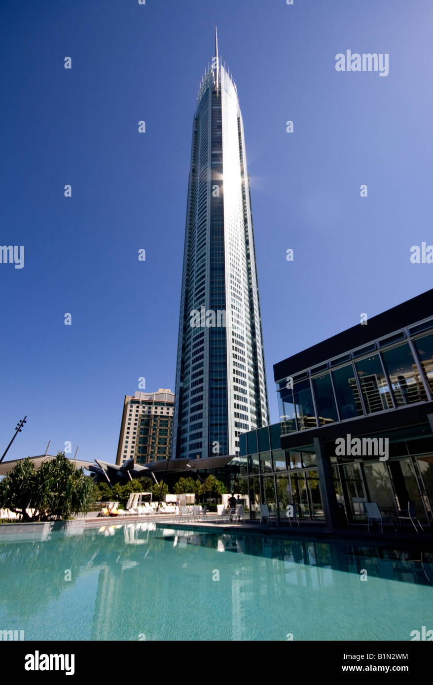 View of Q1 resort over swimming pool Stock Photo - Alamy