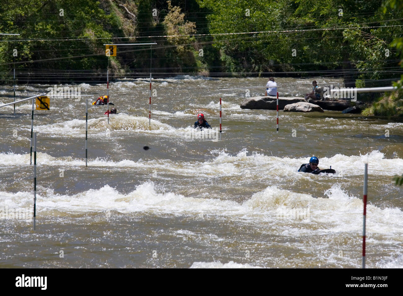 Action in the wild whitewater at the Golden Whitewater Park Stock Photo ...