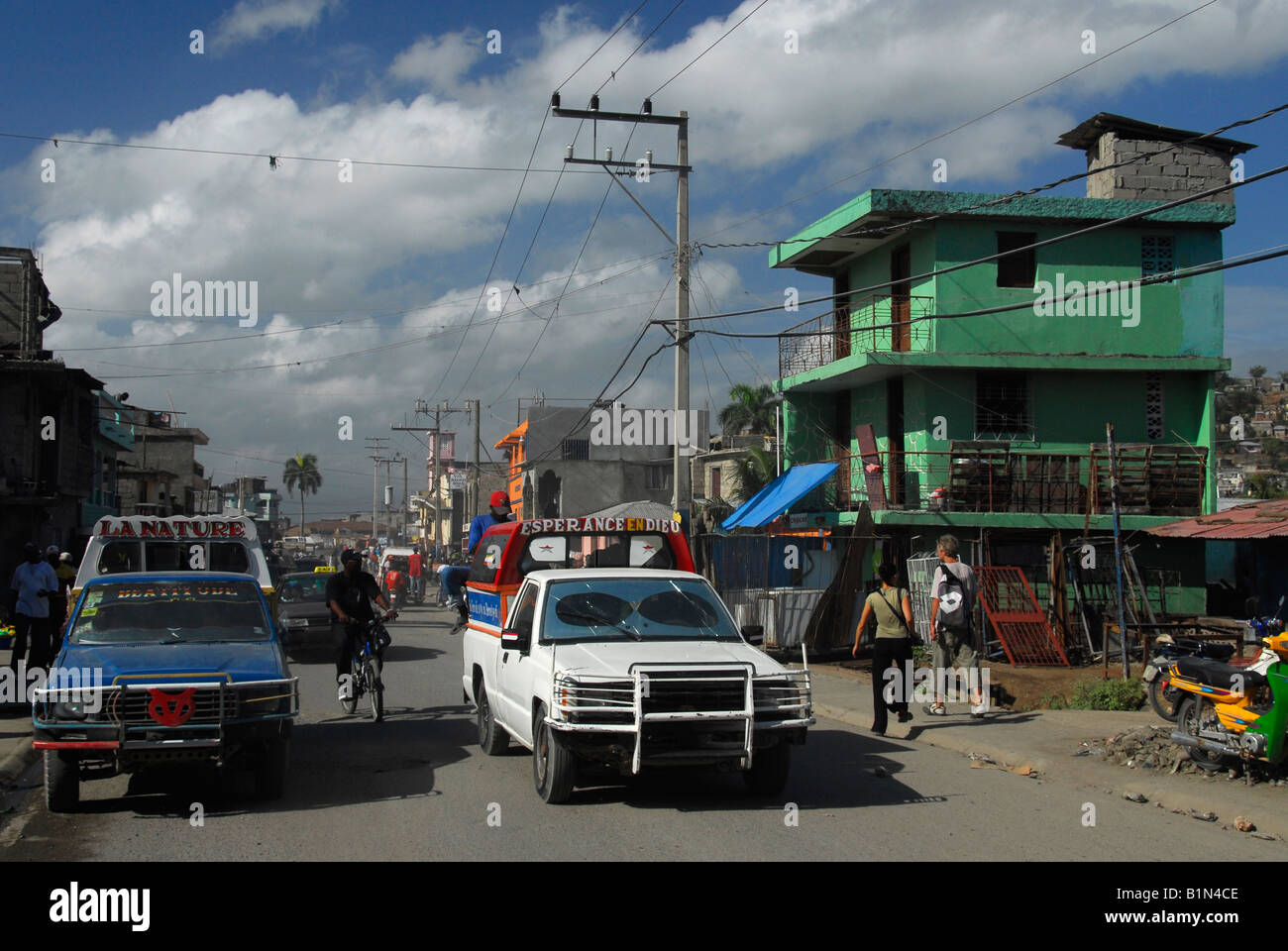 Street traffic on street of central Cap Haitien, Haiti Stock Photo - Alamy