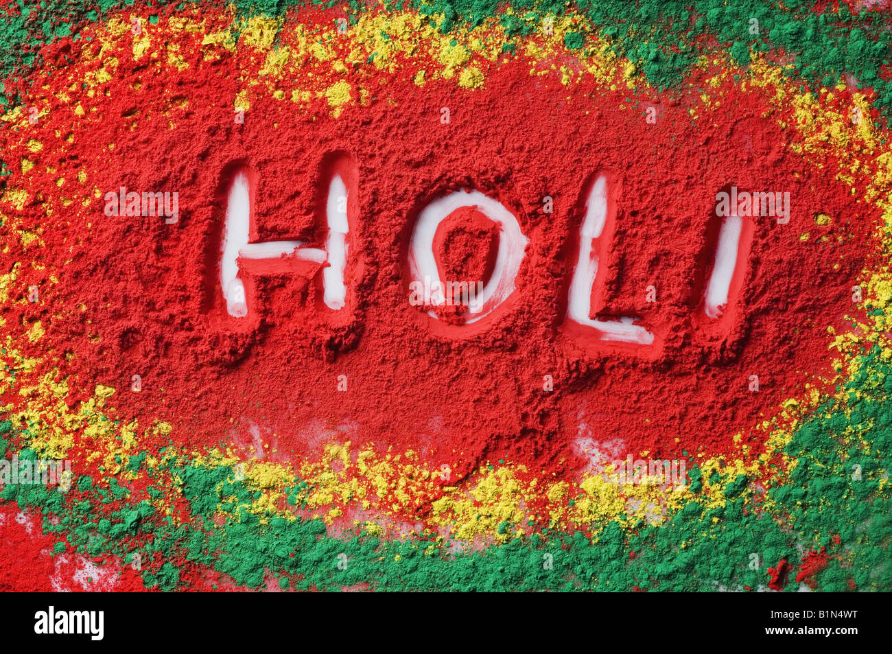 High angle view of text HOLI written on a rangoli Stock Photo - Alamy