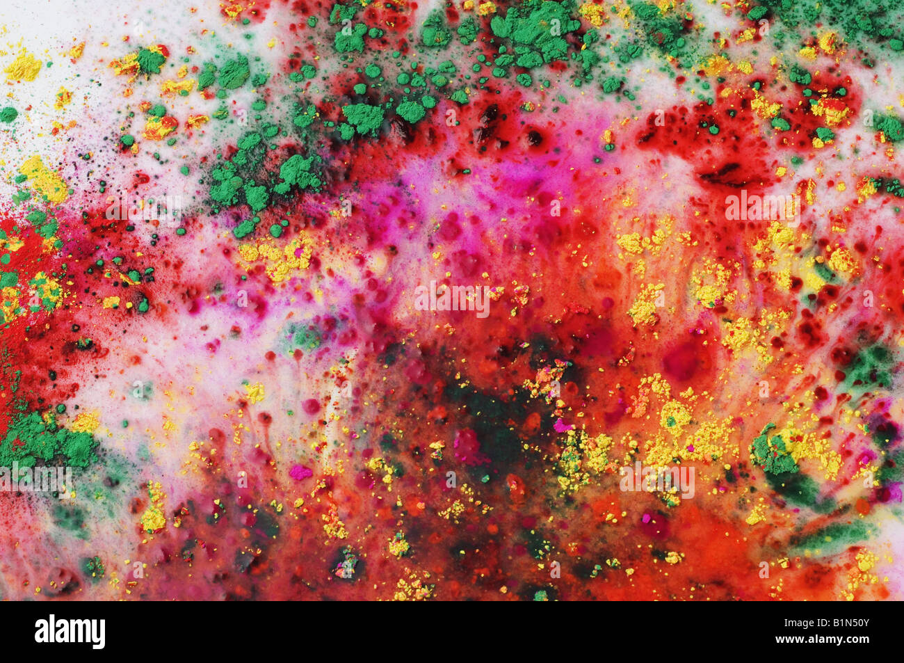 High angle view of multi-colored powder paint spread on the floor Stock ...