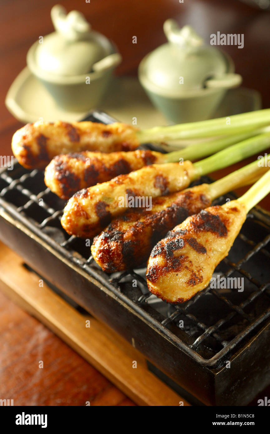 yakitori Thailand fire chicken food Stock Photo - Alamy