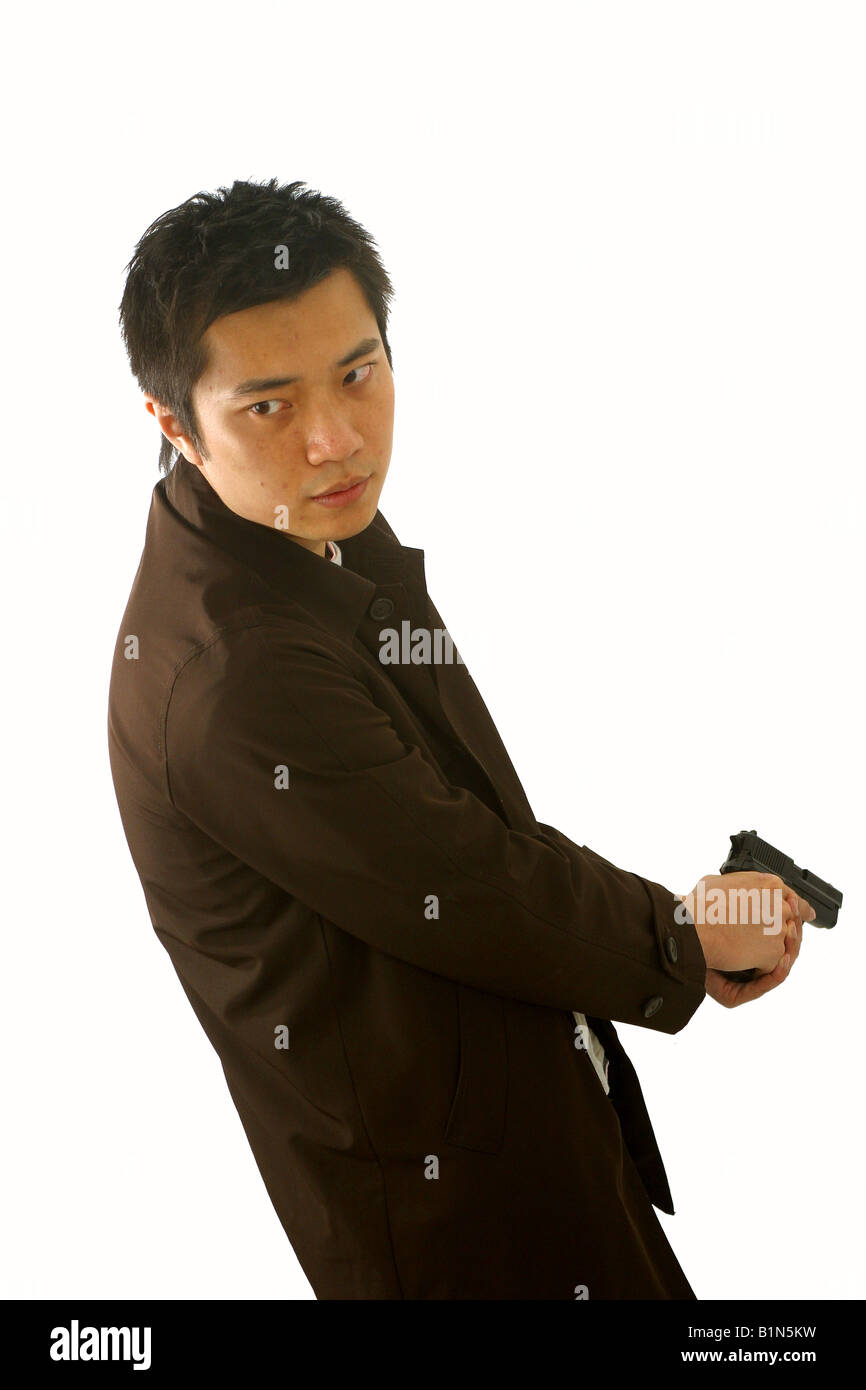 Detective man crime cop police fight fright Stock Photo - Alamy