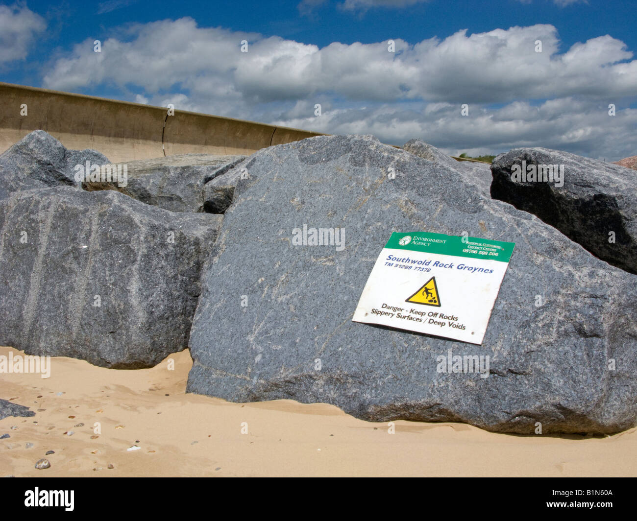 Rock sea defences on beach hi-res stock photography and images - Alamy
