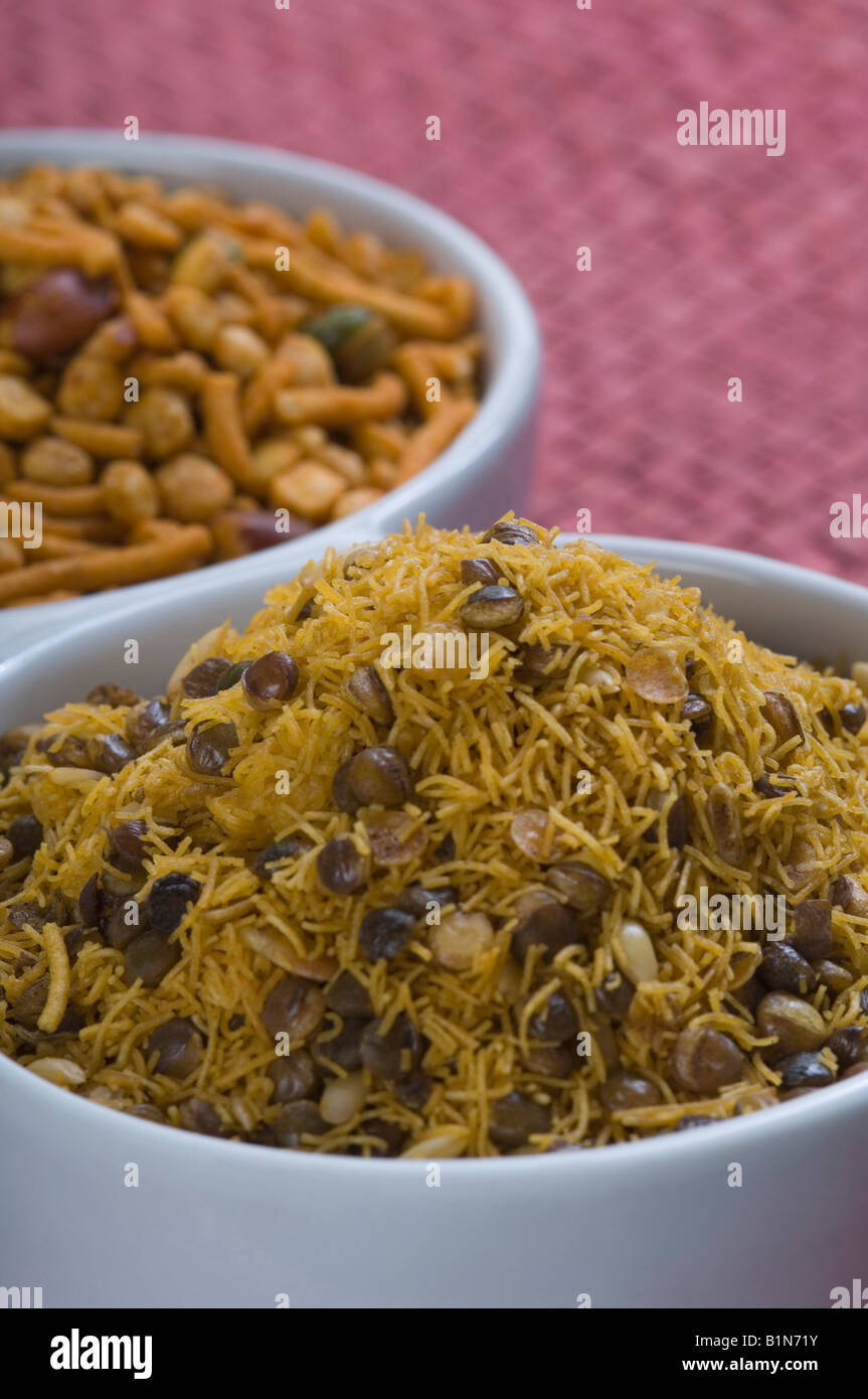 Close-up of two bowls of snacks Stock Photo - Alamy