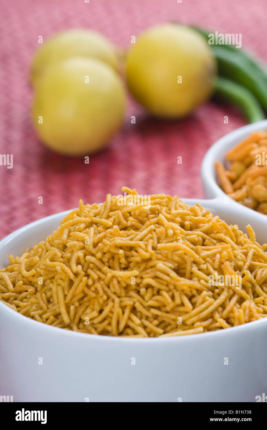 Close-up of a bowl of snacks Stock Photo - Alamy