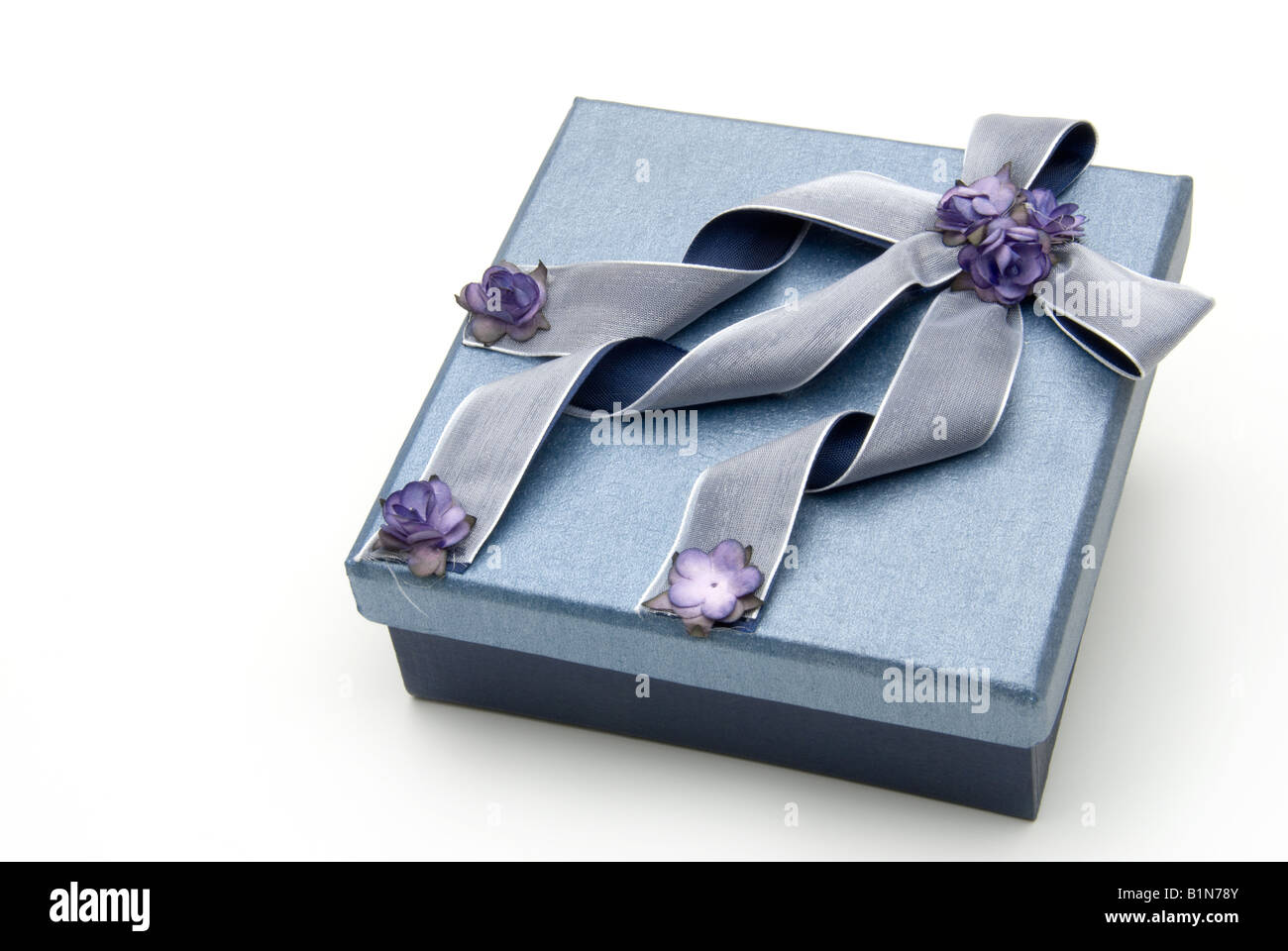 Decorated gift box on white background Stock Photo - Alamy