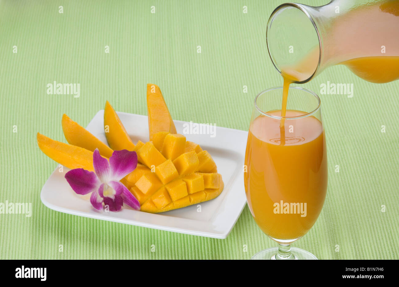 Mango shake being poured into a glass Stock Photo - Alamy