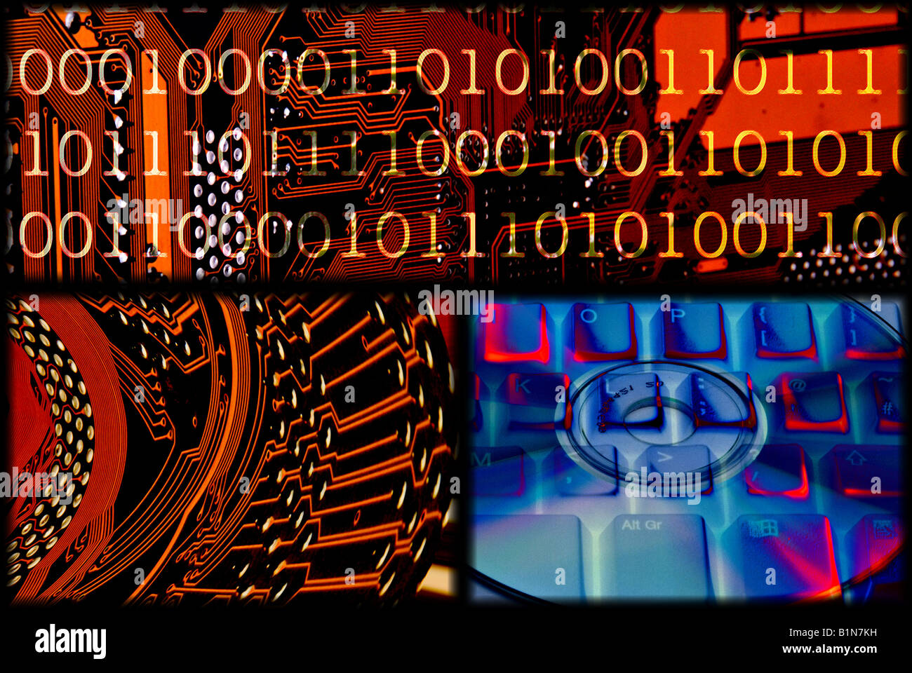 Computer keyboard and cd Digital Art montage, technology concept Stock ...