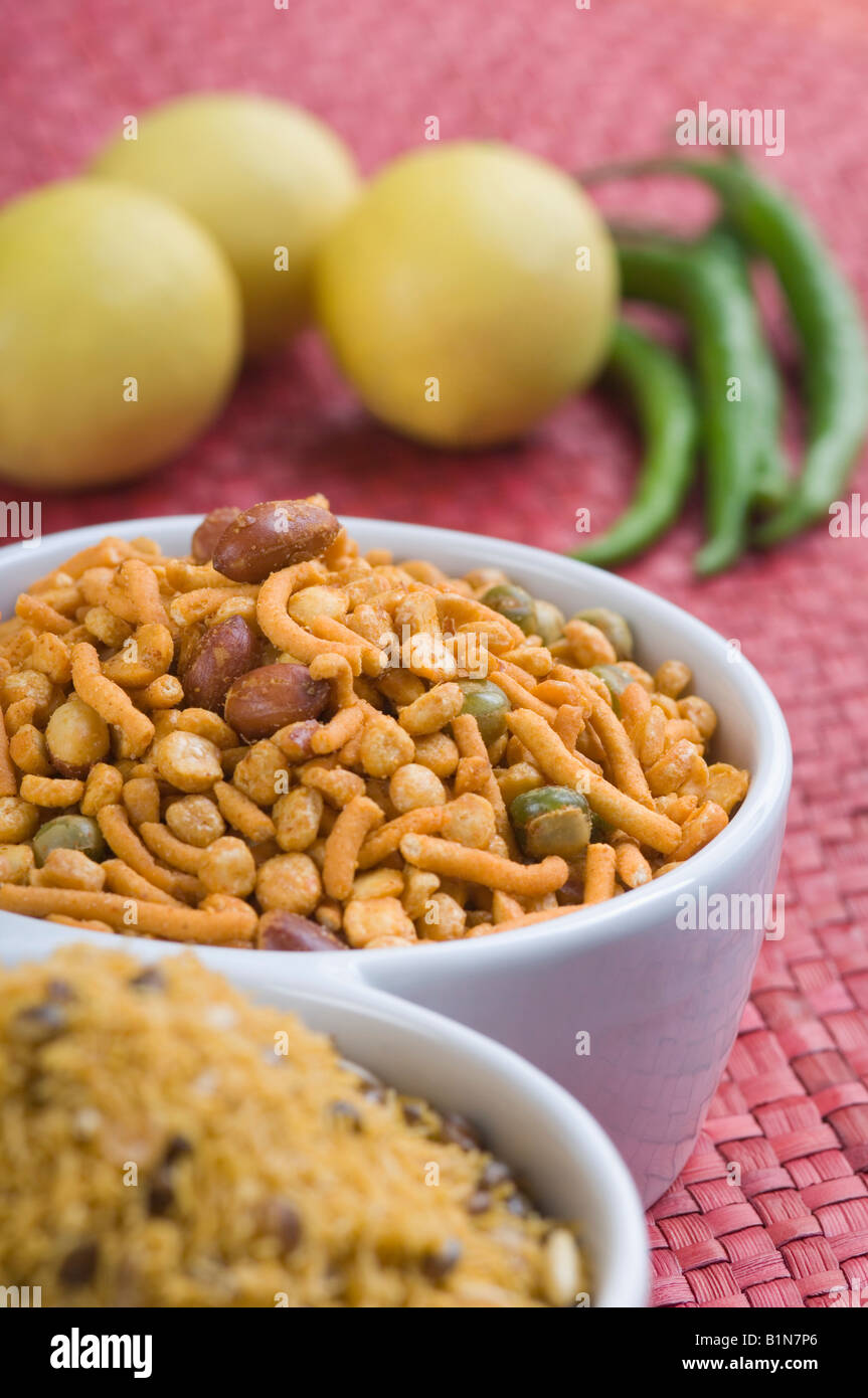 Close-up of two bowls of snacks Stock Photo - Alamy