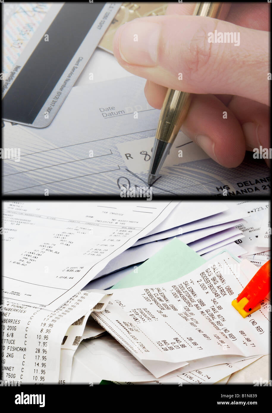 Cheque book pile hi-res stock photography and images - Alamy