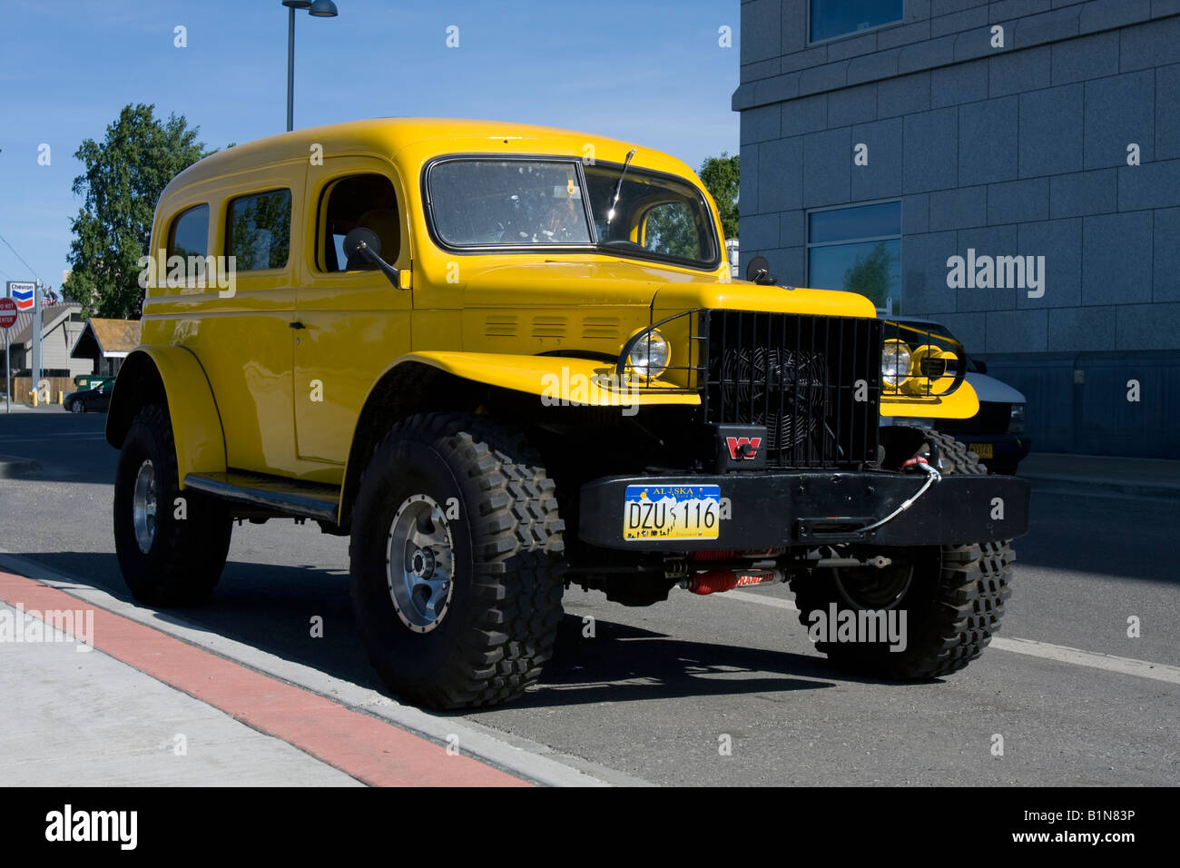 Yellow crazy car, monster truck, Fairbanks, Alaska Stock Photo - Alamy