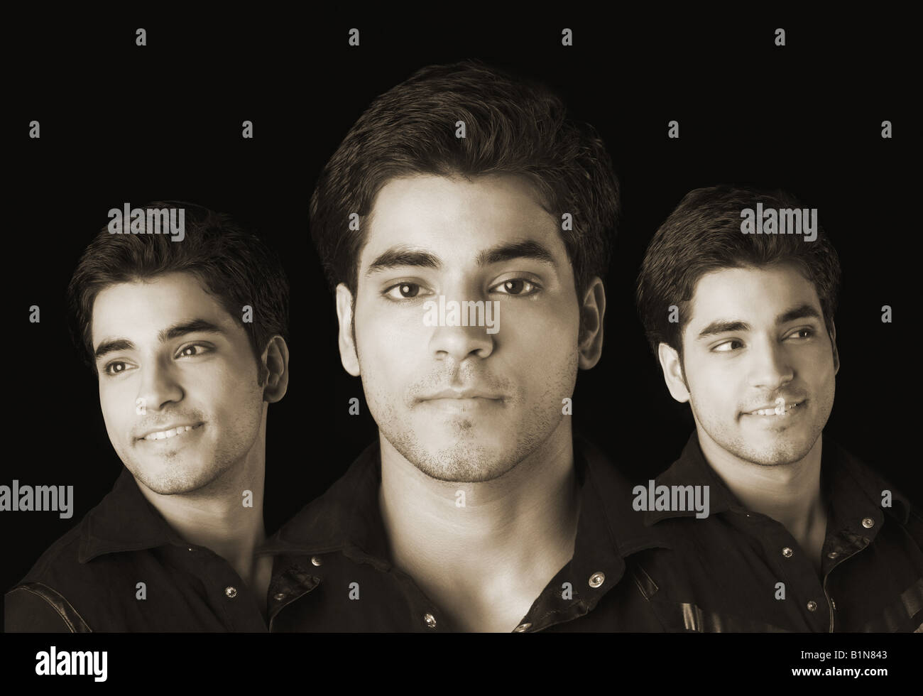 Close-up of a young man with different facial expressions Stock Photo ...