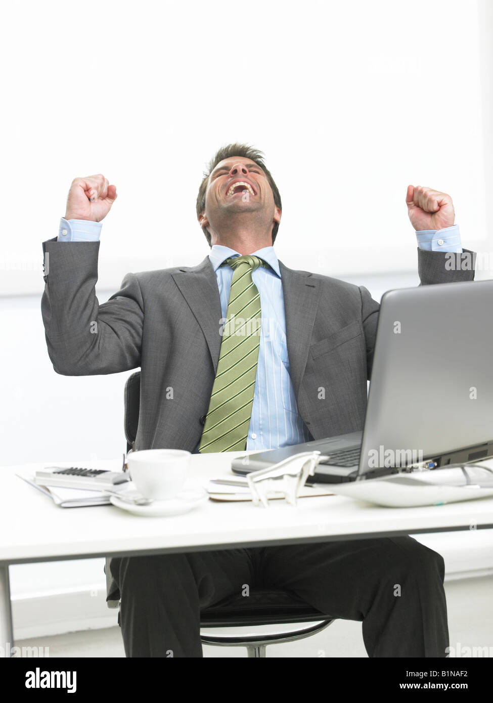 Jubilating business man Stock Photo - Alamy
