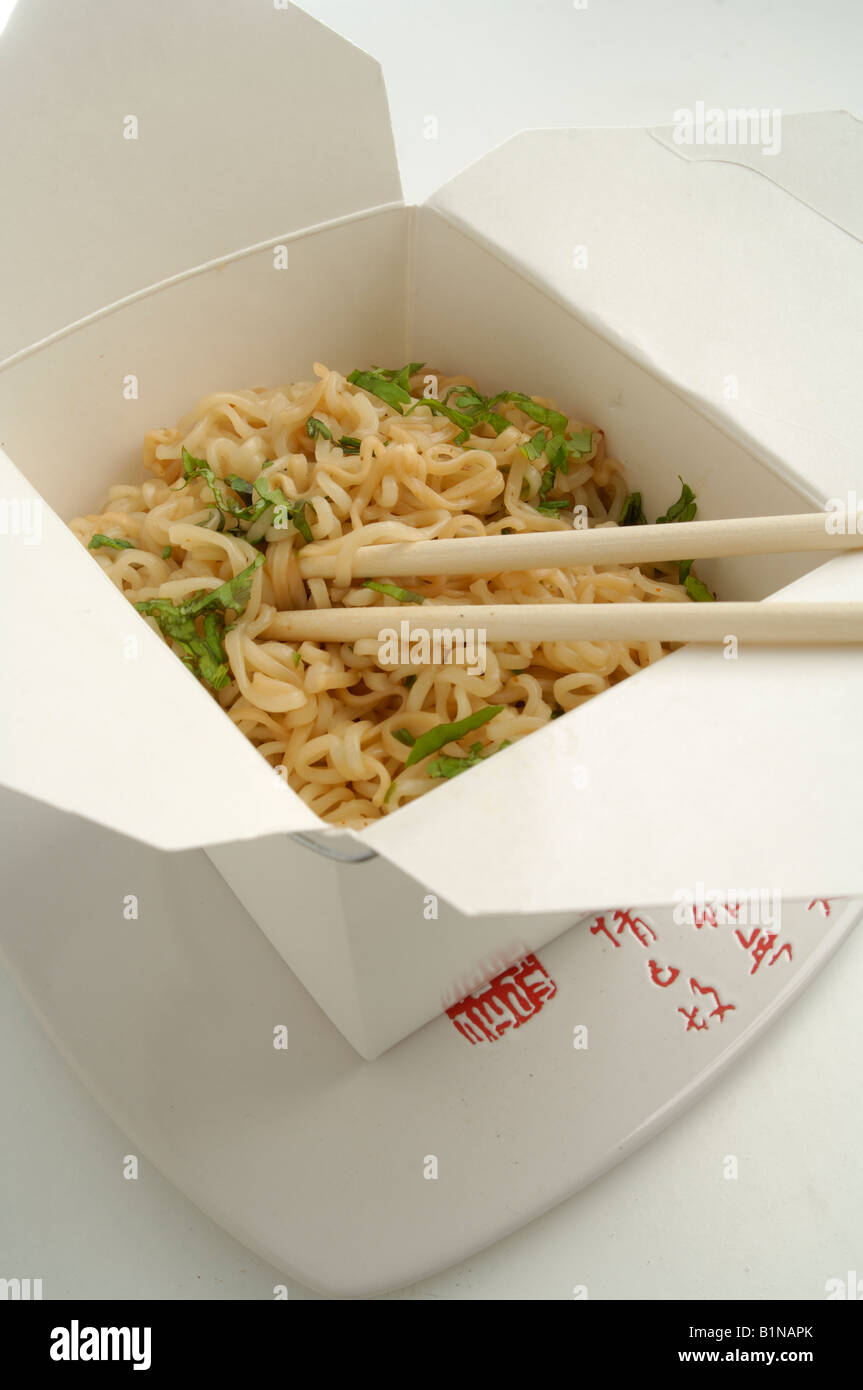 Asian lunch box with noodles Stock Photo - Alamy