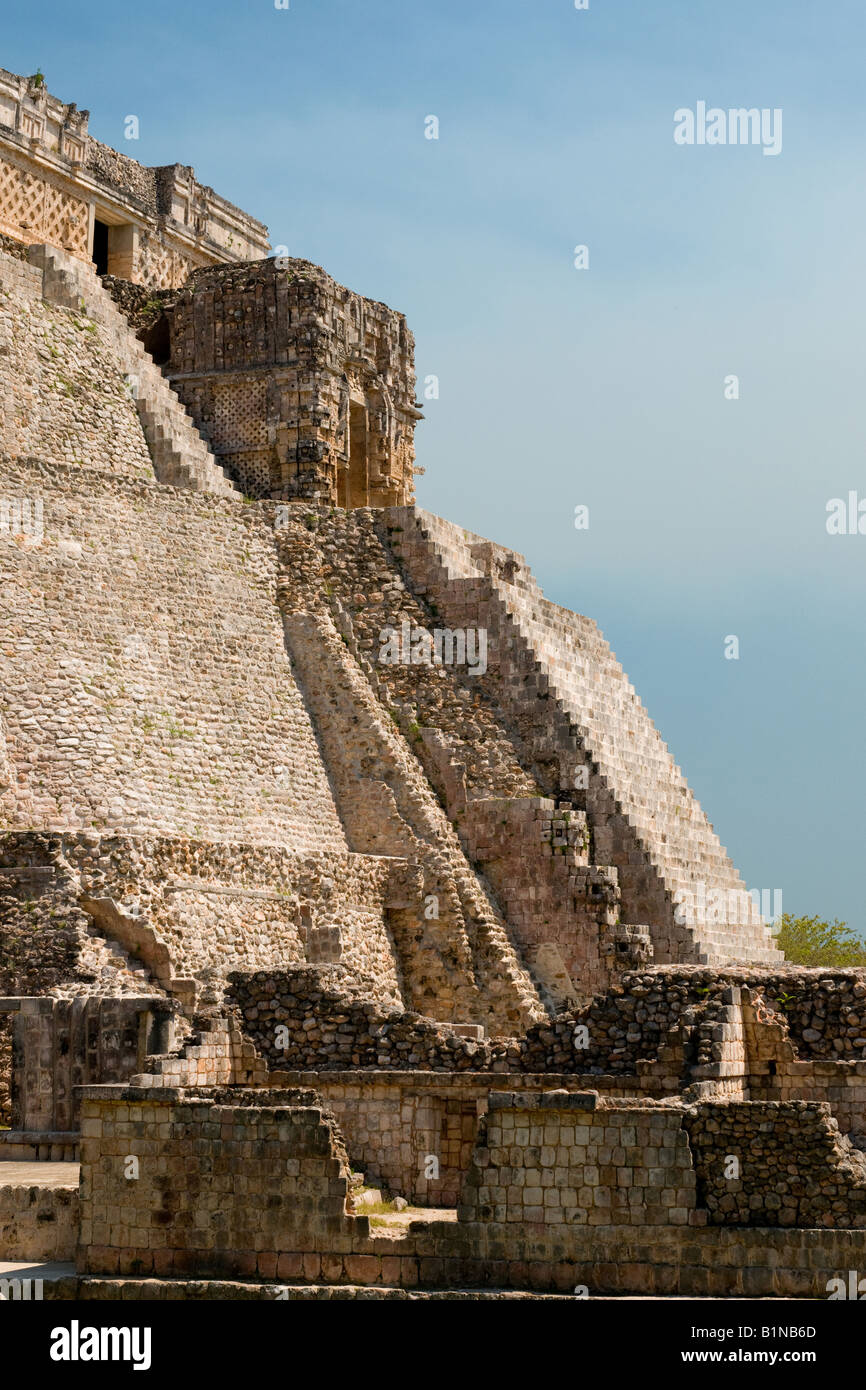 The Pyramid of the magician at the ancient Mayan ruins of Uxmal Mexico ...
