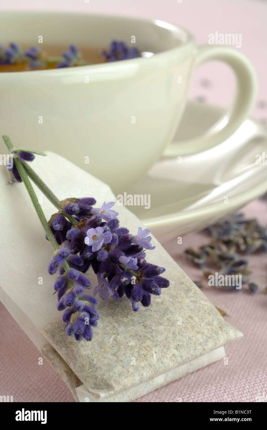 A cup of lavender tea with tea bag Stock Photo - Alamy