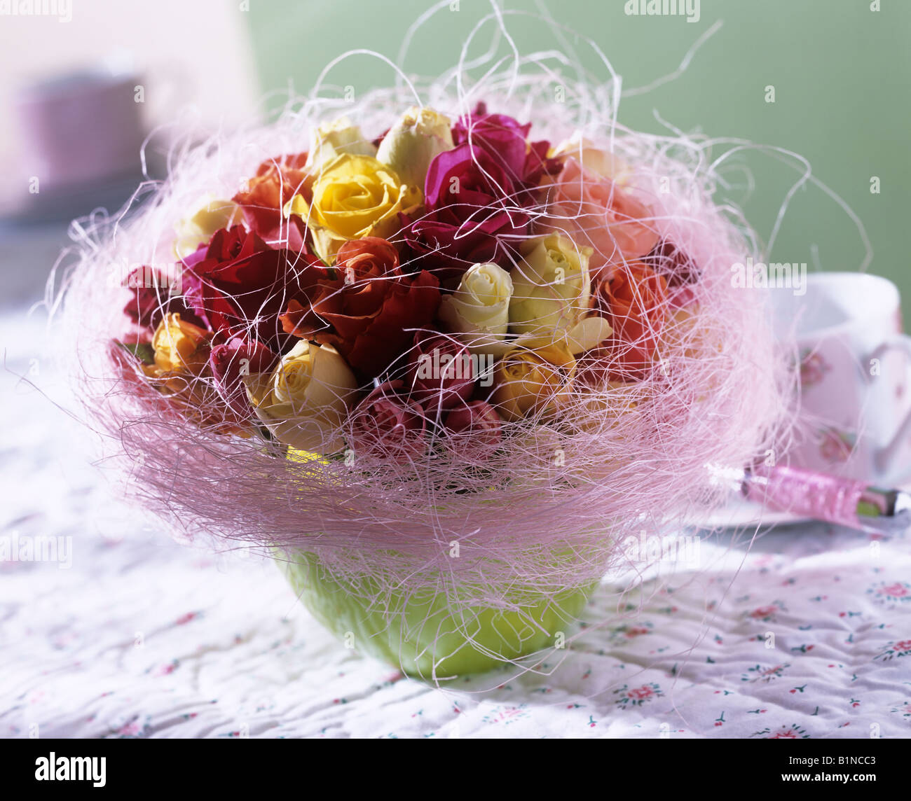 Colourful rose bouquet with Stock Photo - Alamy