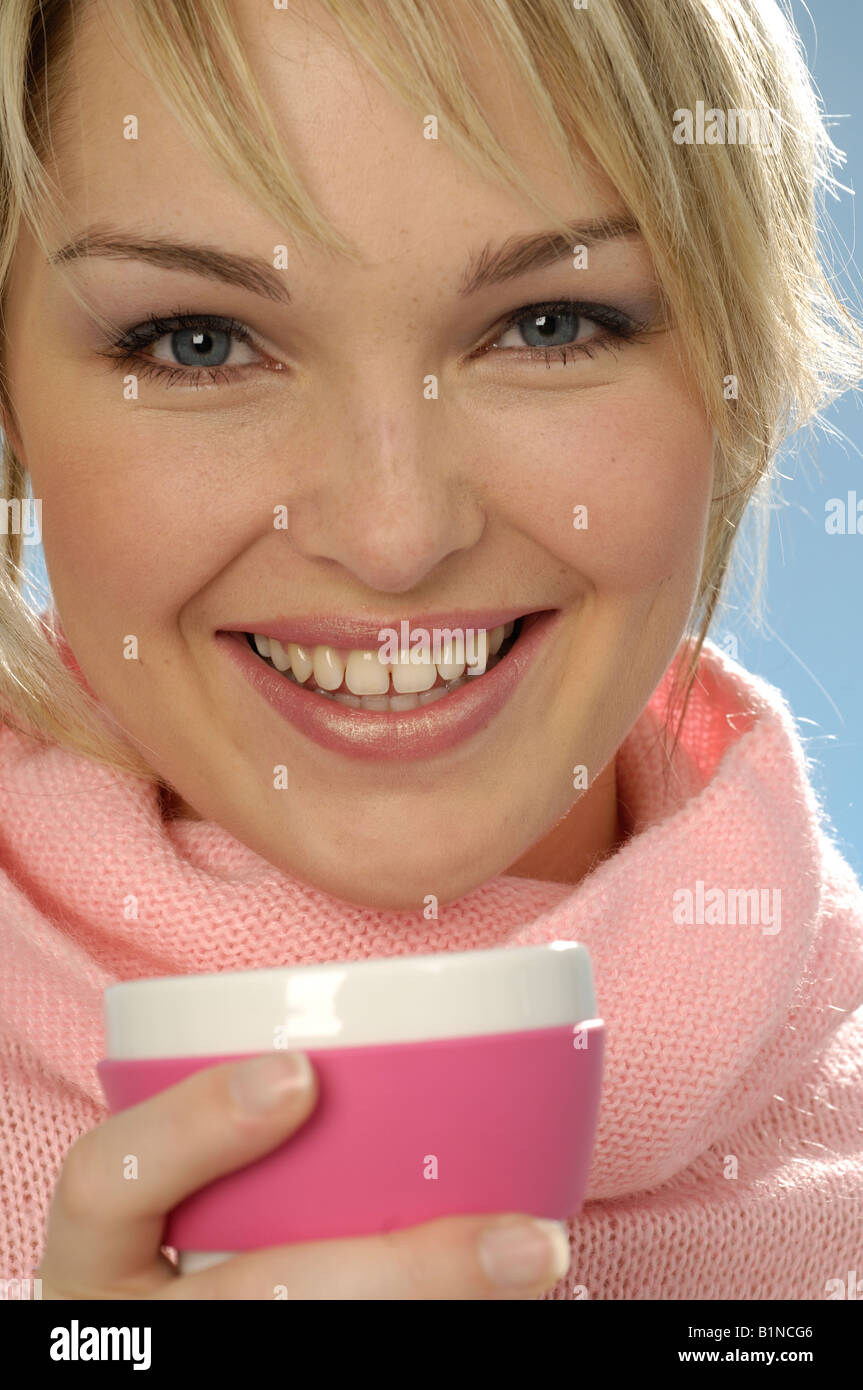 Woman with a cup Stock Photo - Alamy