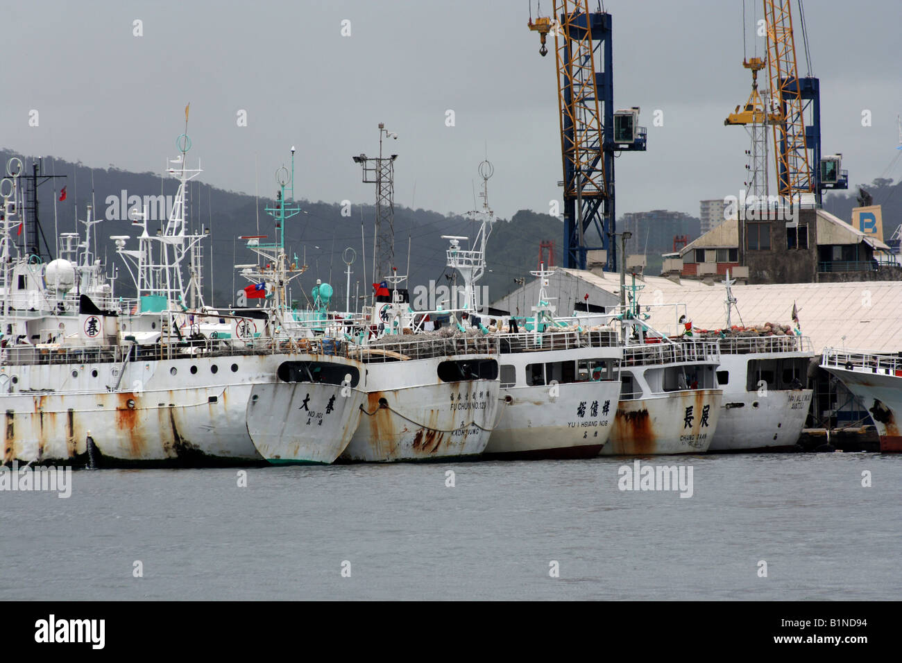 SHIPS DOCKED IN SUVA HARBOUR FIJI HORIZONTAL BDB11146 Stock Photo - Alamy