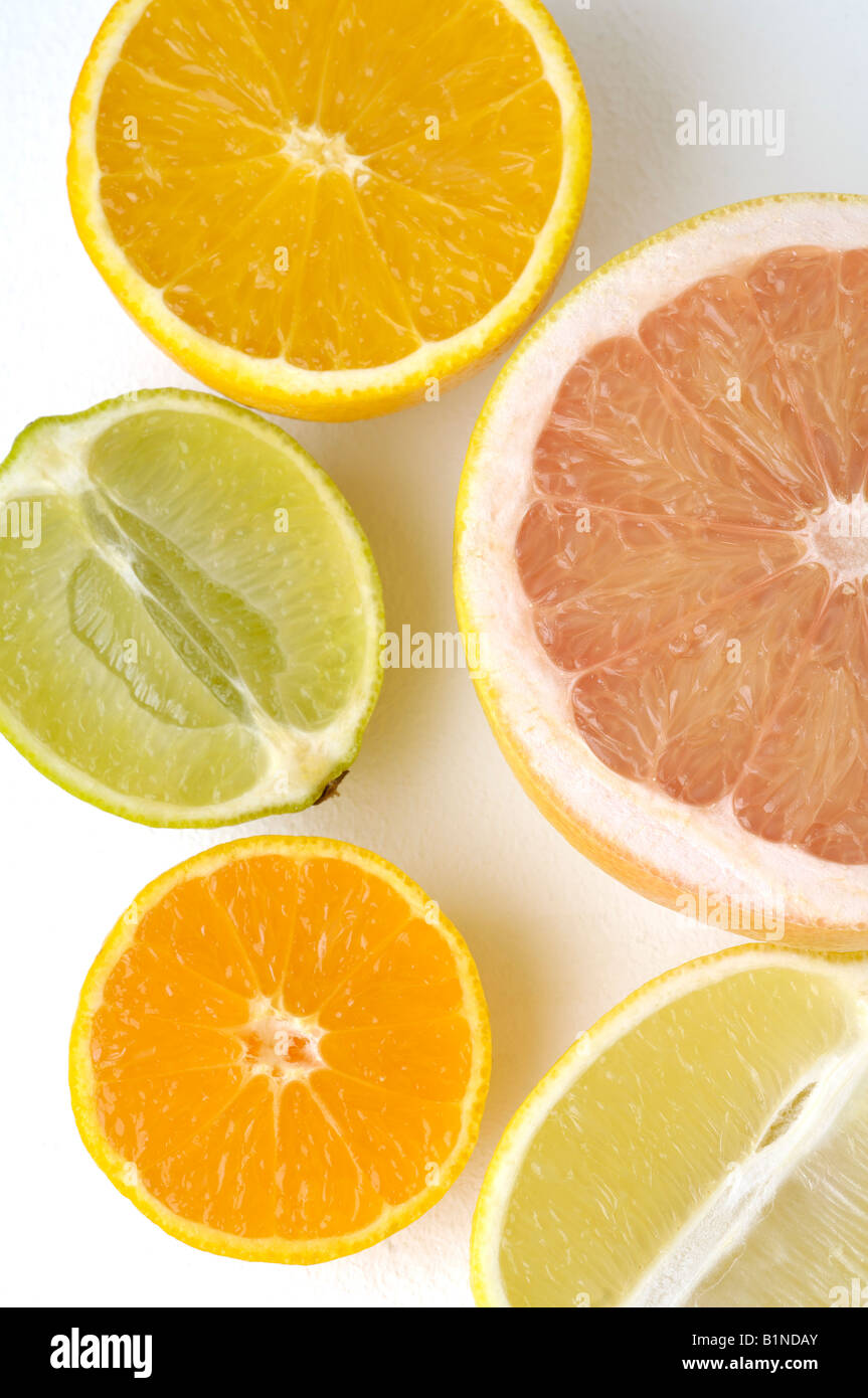 Sliced citrus fruits Stock Photo - Alamy