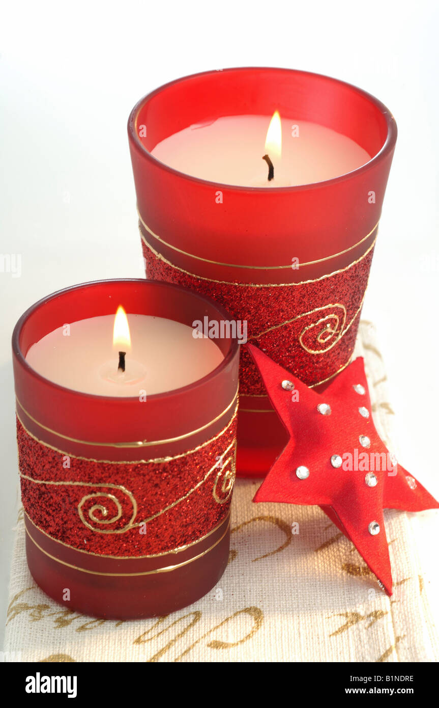 Red Christmas candles Stock Photo - Alamy