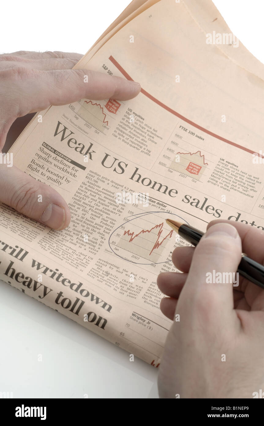 Chart on financial newspaper Stock Photo - Alamy