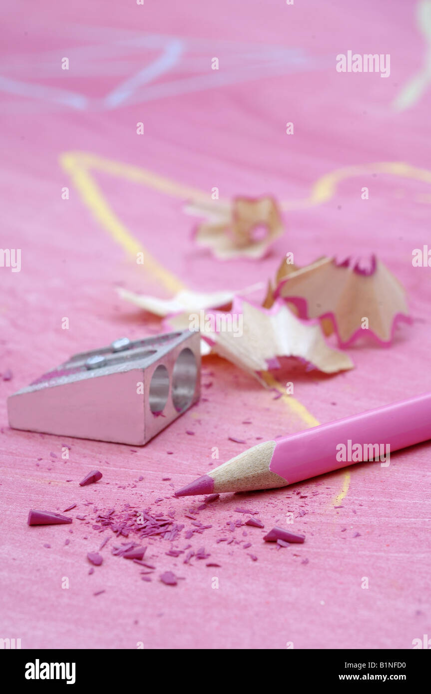 Crayon and pencil sharpener Stock Photo - Alamy