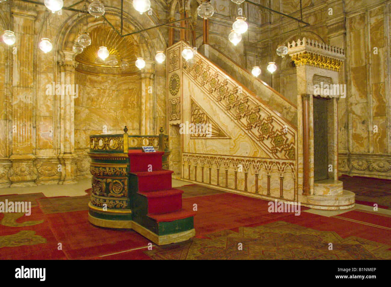 The interior of the Mosque of Mohammed Ali or the Alabaster mosque at ...