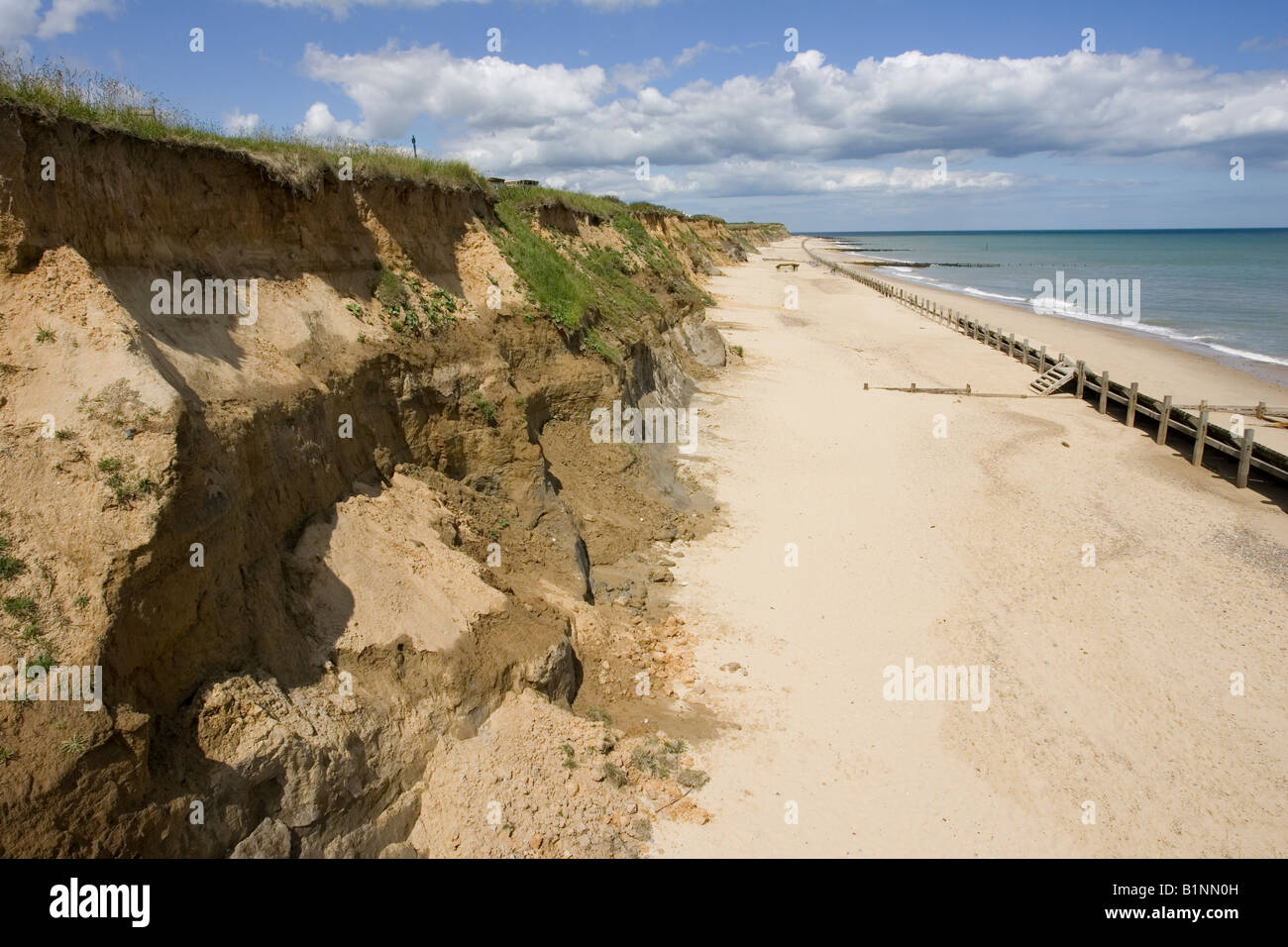 Eroding cliffs severe coastal erosion Happisburgh North Norfolk Coast ...