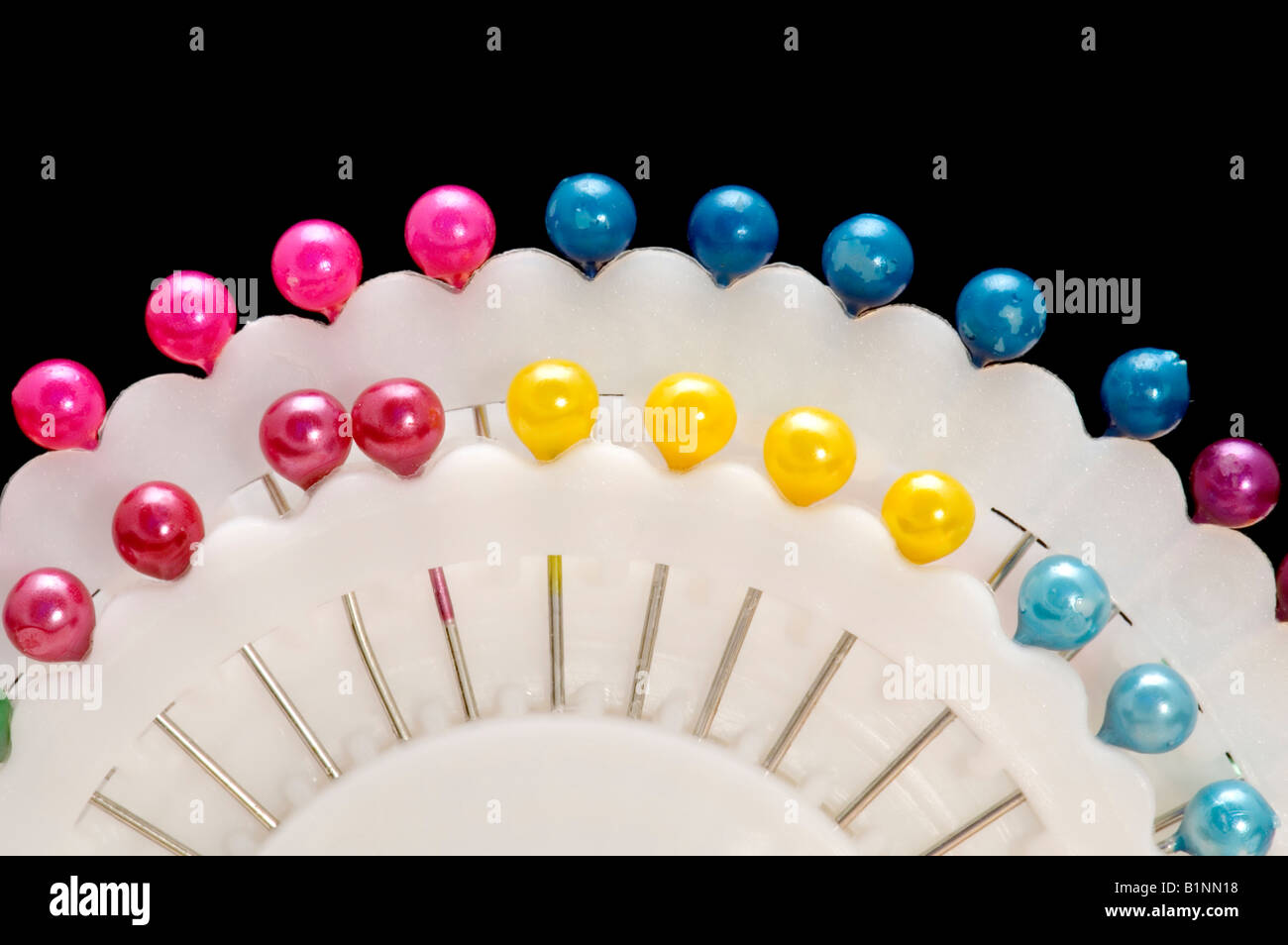 object on black sewing tool Set of pin Stock Photo - Alamy