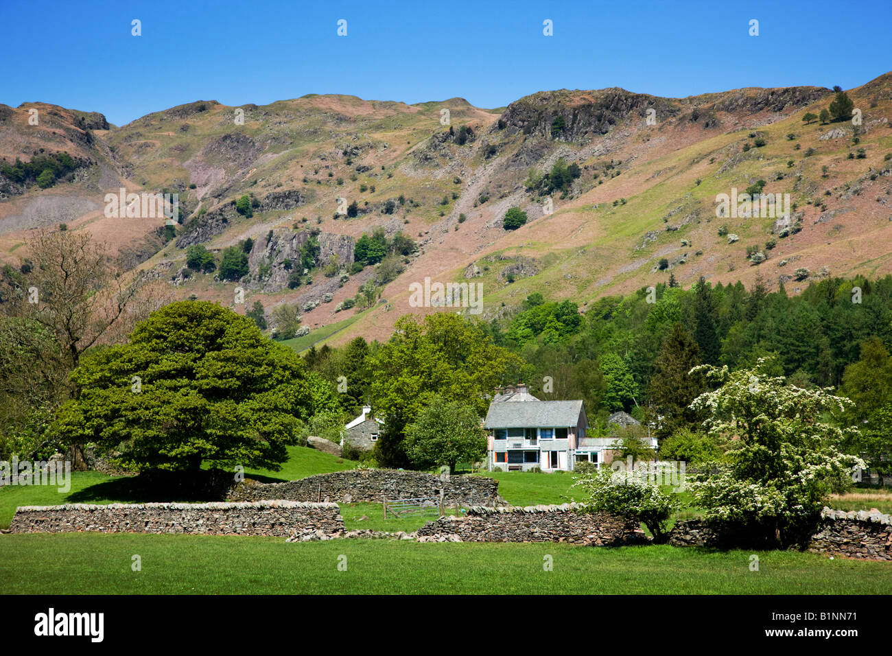 Elterwater Village Seen High Above The Village Are The Langdales And ...