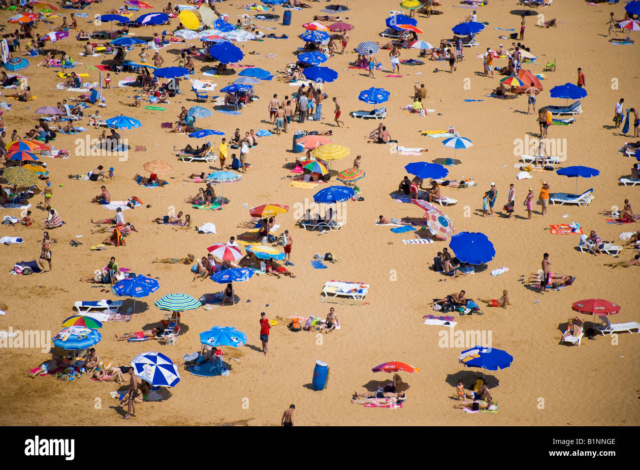People enjoying the beach aerial Gumusdere Black Sea coast of Istanbul ...