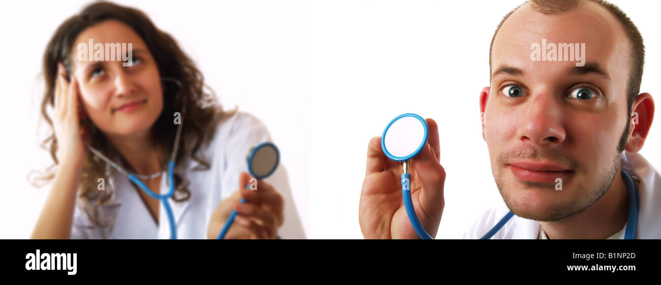 Crazy female doctor stethoscope isolated hi-res stock photography and ...